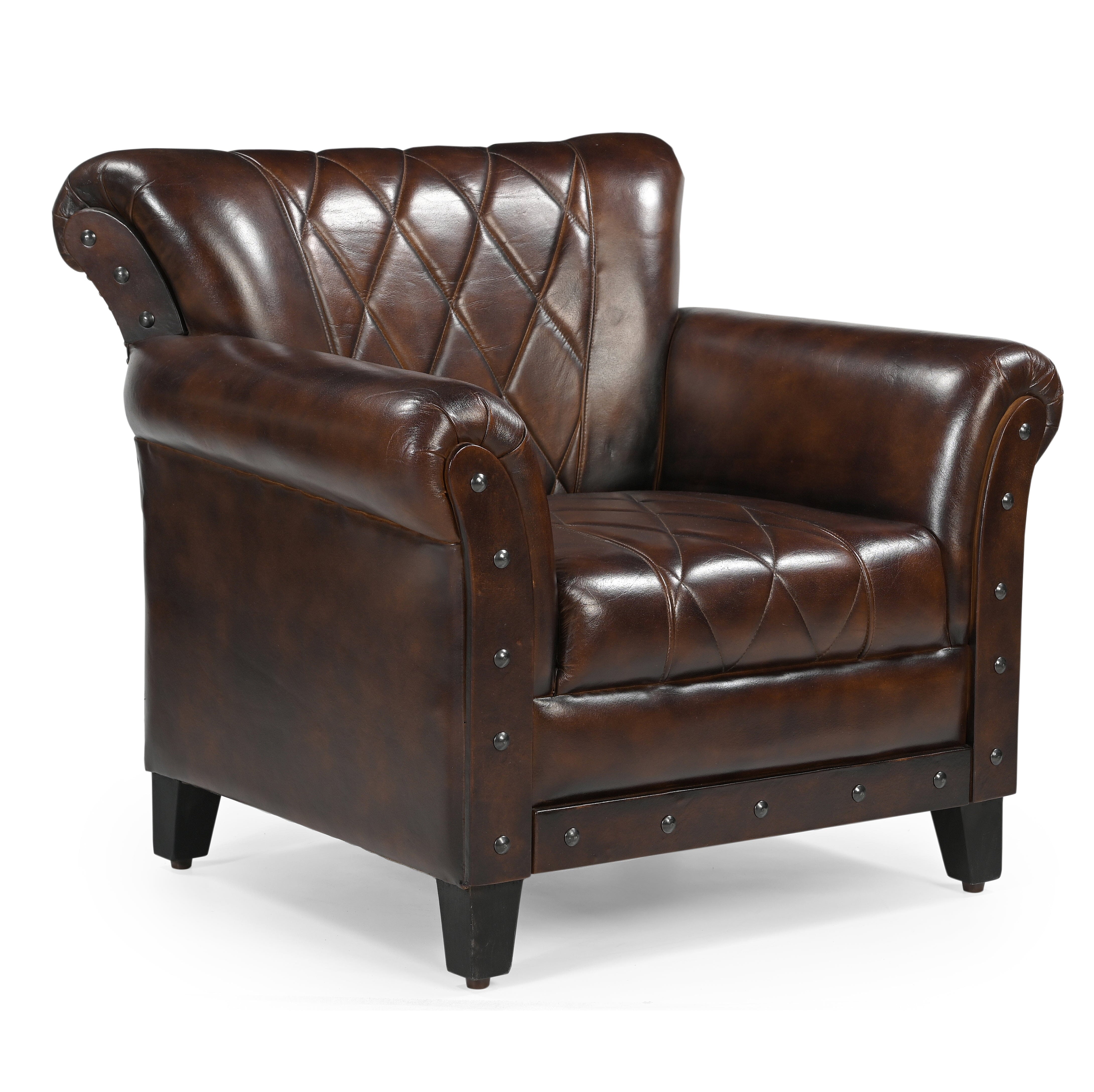 STUDDED LEATHER ARM CHAIR – Timeless Interior & Decor